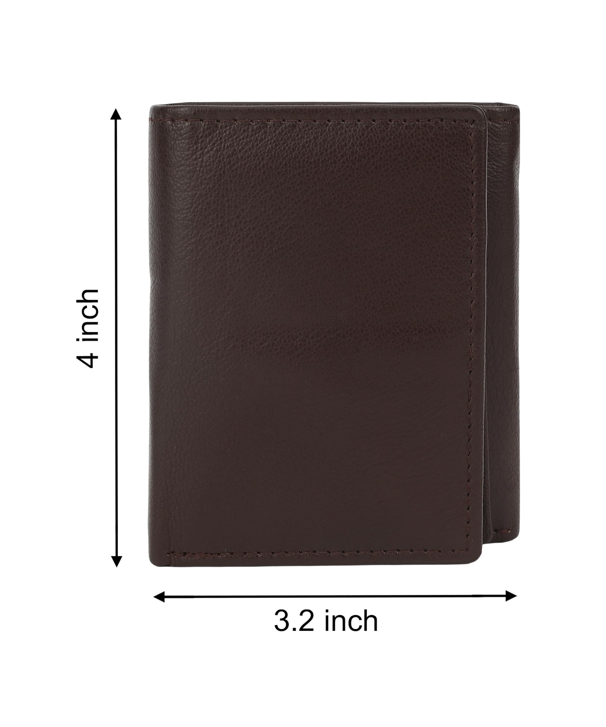 Leatherboss Genuine Leather Boys Slim Compact Flap Id and Coin Pocket Trifold Wallet for men women, Dark Brown