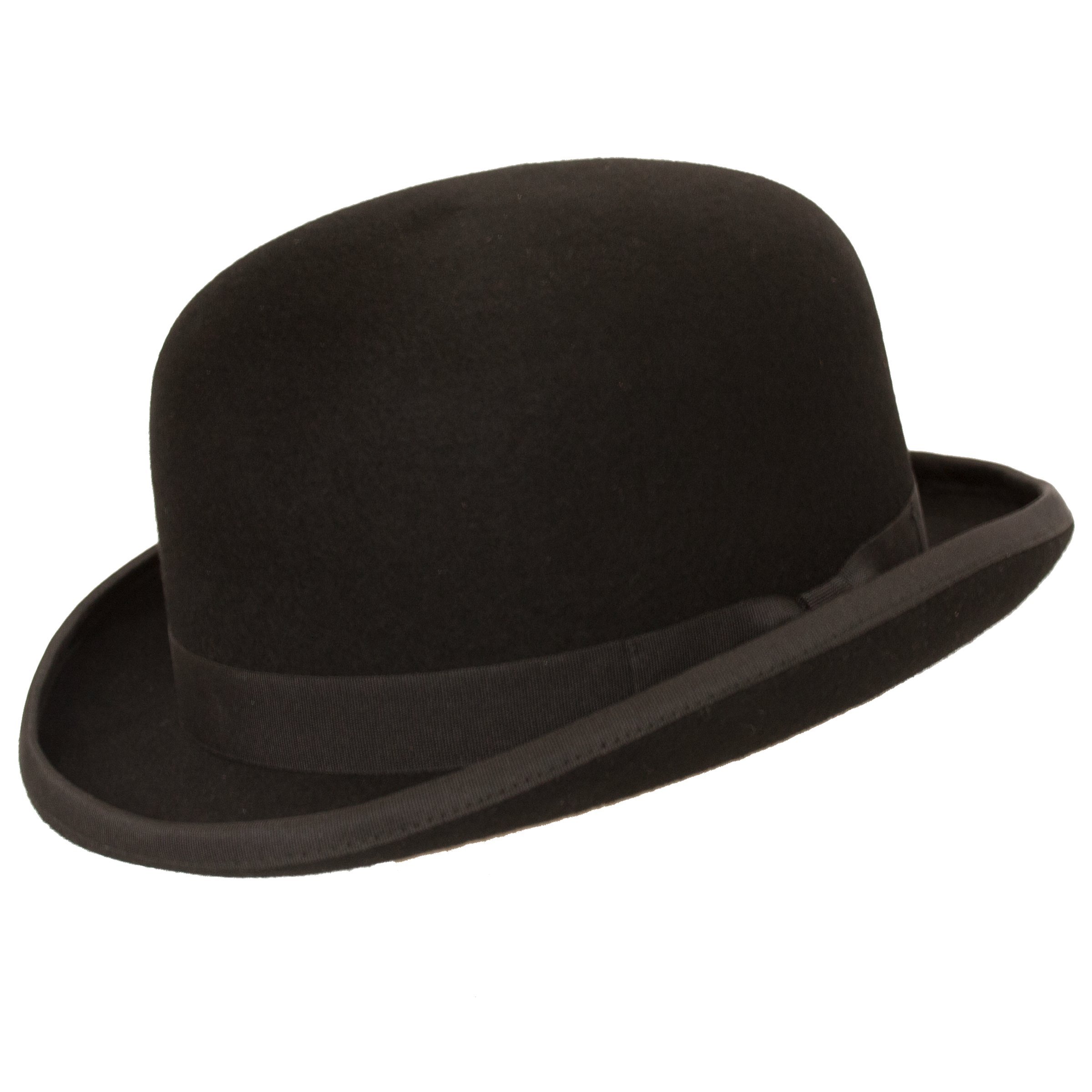 9th Street Fleming Firm Felt Derby Bowler Hat 100% Wool (Black, X-Large (fits 7 1/2 to 7 5/8))