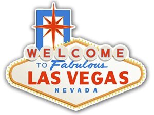 welcome to fabulous las vegas sticker, vegas, nevada vinyl, sin city destination decal for cars, trucks, laptops, and water bottles, made in the usa (3 x 4 inch)