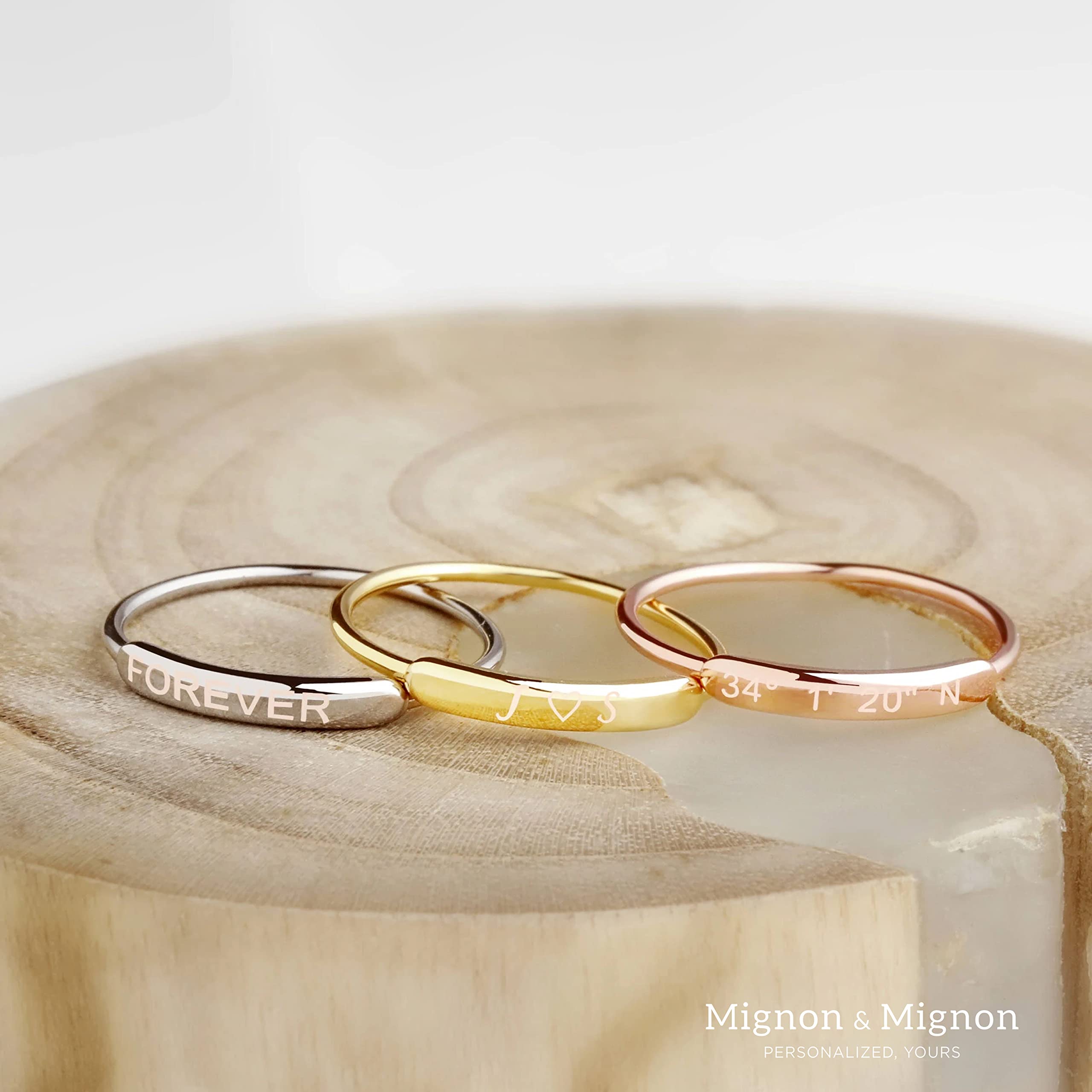 MignonandMignon Custom Name Ring for Mom, Grandma, Daughter Stackable Ring Wedding Bridesmaids Gifts - RDB