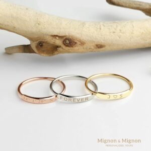 MignonandMignon Custom Name Ring for Mom, Grandma, Daughter Stackable Ring Wedding Bridesmaids Gifts - RDB