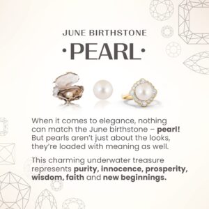 Angara Freshwater Cultured Pearl Crown Ring in Sterling Silver (8mm Single Pearl) - June Birthstone Size 7