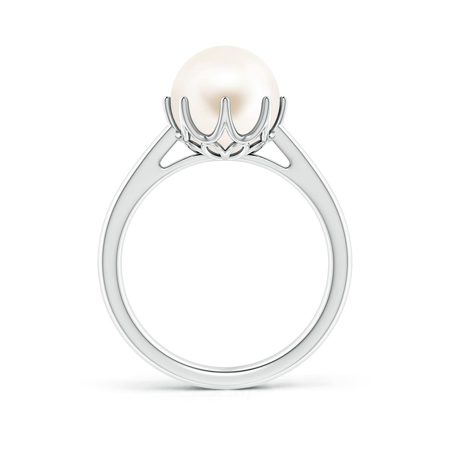 Angara Freshwater Cultured Pearl Crown Ring in Sterling Silver (8mm Single Pearl) - June Birthstone Size 7