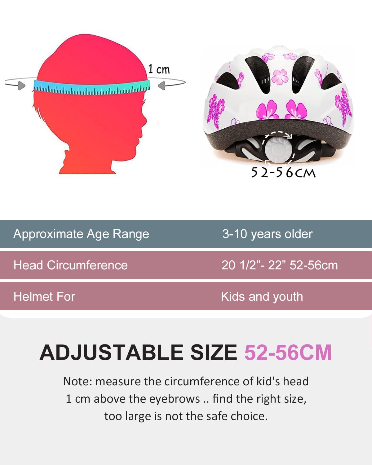 Girl Helmet for Bike,Kids Bike Pink Helmet for Girls Approximately Ages 3-10 Years Adjuastable and Multi-Sport, from Toddler to Kids CPSC Certicated