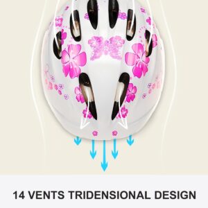 Girl Helmet for Bike,Kids Bike Pink Helmet for Girls Approximately Ages 3-10 Years Adjuastable and Multi-Sport, from Toddler to Kids CPSC Certicated