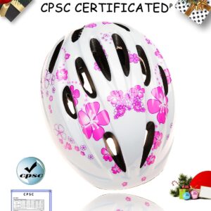 Girl Helmet for Bike,Kids Bike Pink Helmet for Girls Approximately Ages 3-10 Years Adjuastable and Multi-Sport, from Toddler to Kids CPSC Certicated