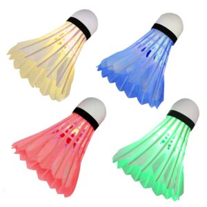 novelty place led badminton shuttlecock set birdies for yard games, outdoor indoor sports toys (4 pack)