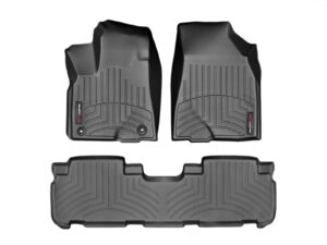 weathertech custom fit floorliners for toyota highlander - 1st & 2nd row (44632-1-2), black