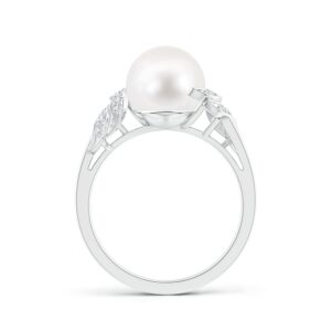 Angara Freshwater Cultured Pearl Classic Ring for Women, 14K White Gold Ring Size-7.5 (Grade-AA | Size-9mm) | June Birthstone Jewelry Gift for Women| Wedding | Anniversary | Engagement