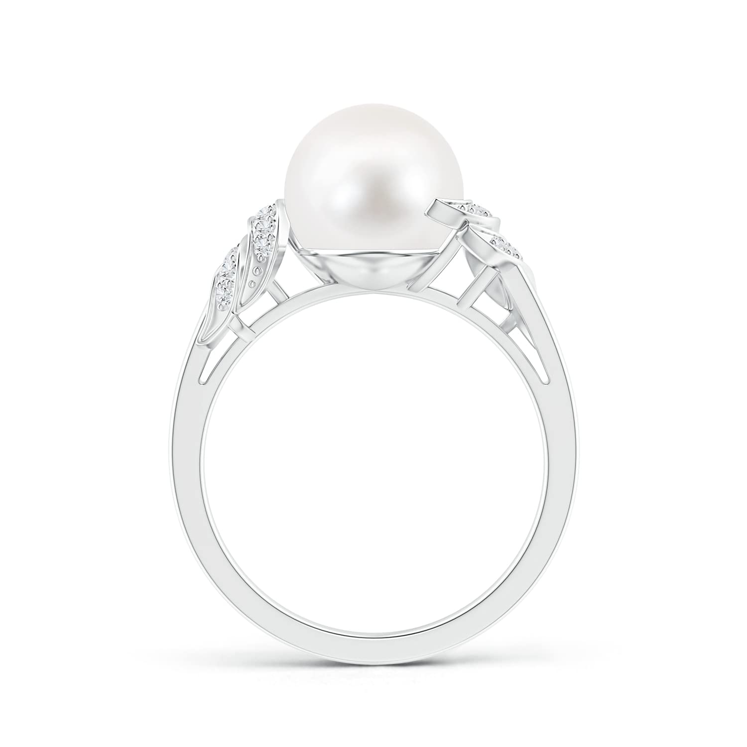 Angara Freshwater Cultured Pearl Classic Ring for Women, 14K White Gold Ring Size-7.5 (Grade-AA | Size-9mm) | June Birthstone Jewelry Gift for Women| Wedding | Anniversary | Engagement