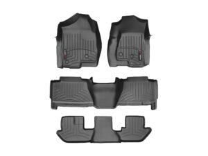 weathertech custom fit floorliners for escalade esv, suburban, yukon xl - full set (440031-44061-2-4), black