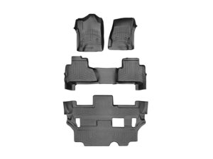 weathertech custom fit floorliners for yukon, tahoe - full set (44607-1-2-5), black