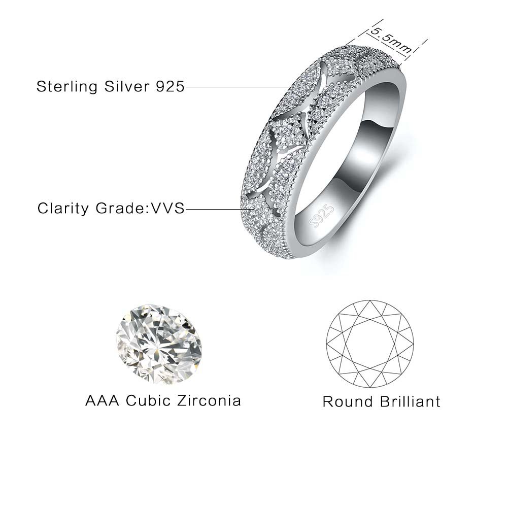 ANGG Women Wedding Promise Rings For Her Engagement Bands CZ 925 Sterling Silver