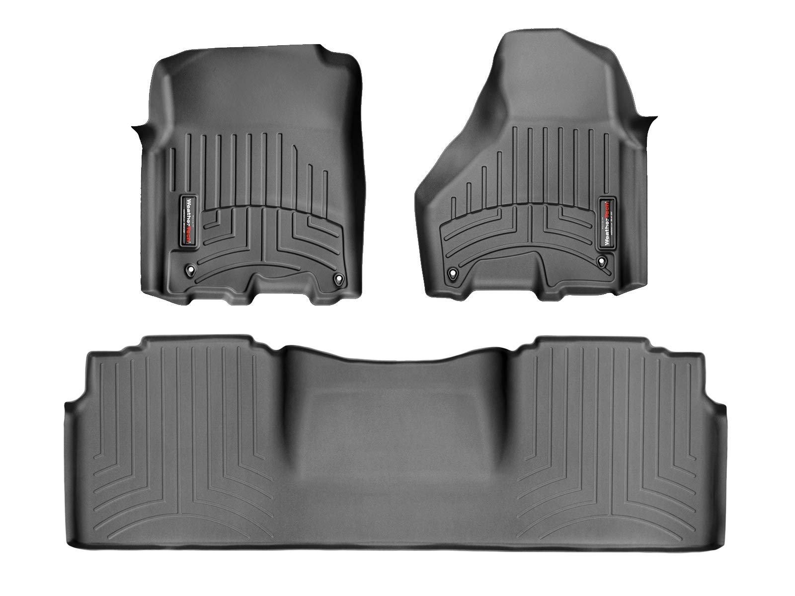 WeatherTech Custom Fit FloorLiners for Ram Truck 2500/3500, Ram 2500/3500-1st & 2nd Row (444781-444772), Black