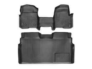 weathertech custom fit floorliners for ford f-150-1st row (oth) & 2nd row (444091-441793), black