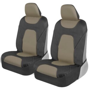 motor trend aquashield car seat covers for front seats, beige – two-tone waterproof seat covers for cars, neoprene interior covers for auto truck van suv