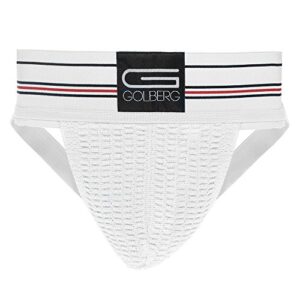 golberg g athletic supporter - waistband contoured for comfort - active white color - (white, medium)