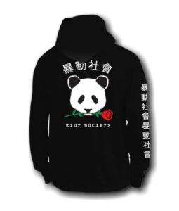 riot society panda rose mens graphic pullover hoodie sweatshirt, perfect sweater for the champion to wear into the am - black, x-large