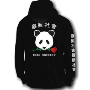 Riot Society Panda Rose Mens Graphic Pullover Hoodie Sweatshirt, Perfect Sweater for the Champion to Wear Into the AM - Black, X-Large