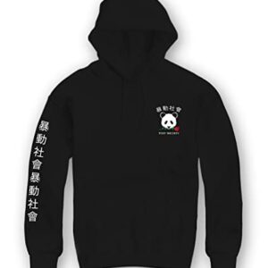 Riot Society Panda Rose Mens Graphic Pullover Hoodie Sweatshirt, Perfect Sweater for the Champion to Wear Into the AM - Black, X-Large