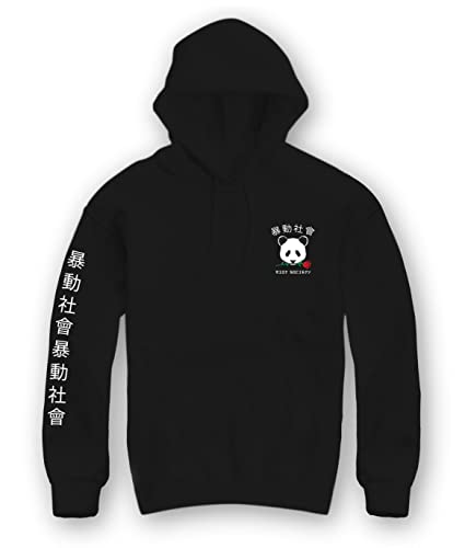 Riot Society Panda Rose Mens Graphic Pullover Hoodie Sweatshirt, Perfect Sweater for the Champion to Wear Into the AM - Black, X-Large