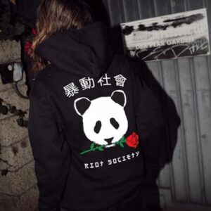 Riot Society Panda Rose Mens Graphic Pullover Hoodie Sweatshirt, Perfect Sweater for the Champion to Wear Into the AM - Black, X-Large