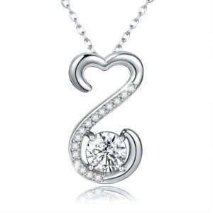 apotie sterling silver open heart necklace - cz pendant jewelry gift for mom women