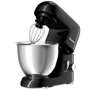 COSTWAY Stand Mixer 4.3 Quart 6-Speed 120V/550W 3 Attachments Offer Tilt-head Electric Food Mixer w/Stainless Steel Bowl (Painted-Black)