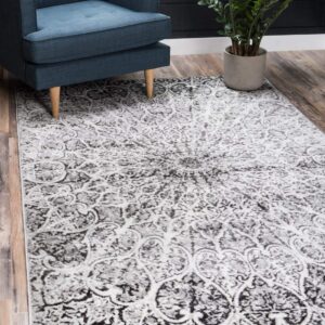 Unique Loom Sofia Collection Area Rug - Grace (6' 1" x 9', Dark Gray/ Gray)