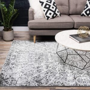 Unique Loom Sofia Collection Area Rug - Grace (6' 1" x 9', Dark Gray/ Gray)