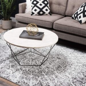 Unique Loom Sofia Collection Area Rug - Grace (6' 1" x 9', Dark Gray/ Gray)