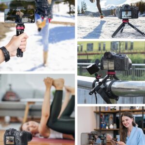 Mini Camera Tripod, Moman Tabletop Short Tripod Desktop TR01 with 1/4 and 3/8 Screw Mount and Function Leg CNC Aluminum Tripod for DSLR Camera/GoPro/Video/Camcorder, Max Payload of 176 Lbs/80Kg, Red