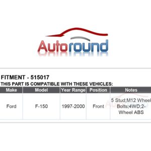 Autoround 515017 Front Wheel Hub and Bearing Assembly Replacement for 97-00 Ford F-150 with 4x4 4WD 5-Lug 2-Wheel ABS