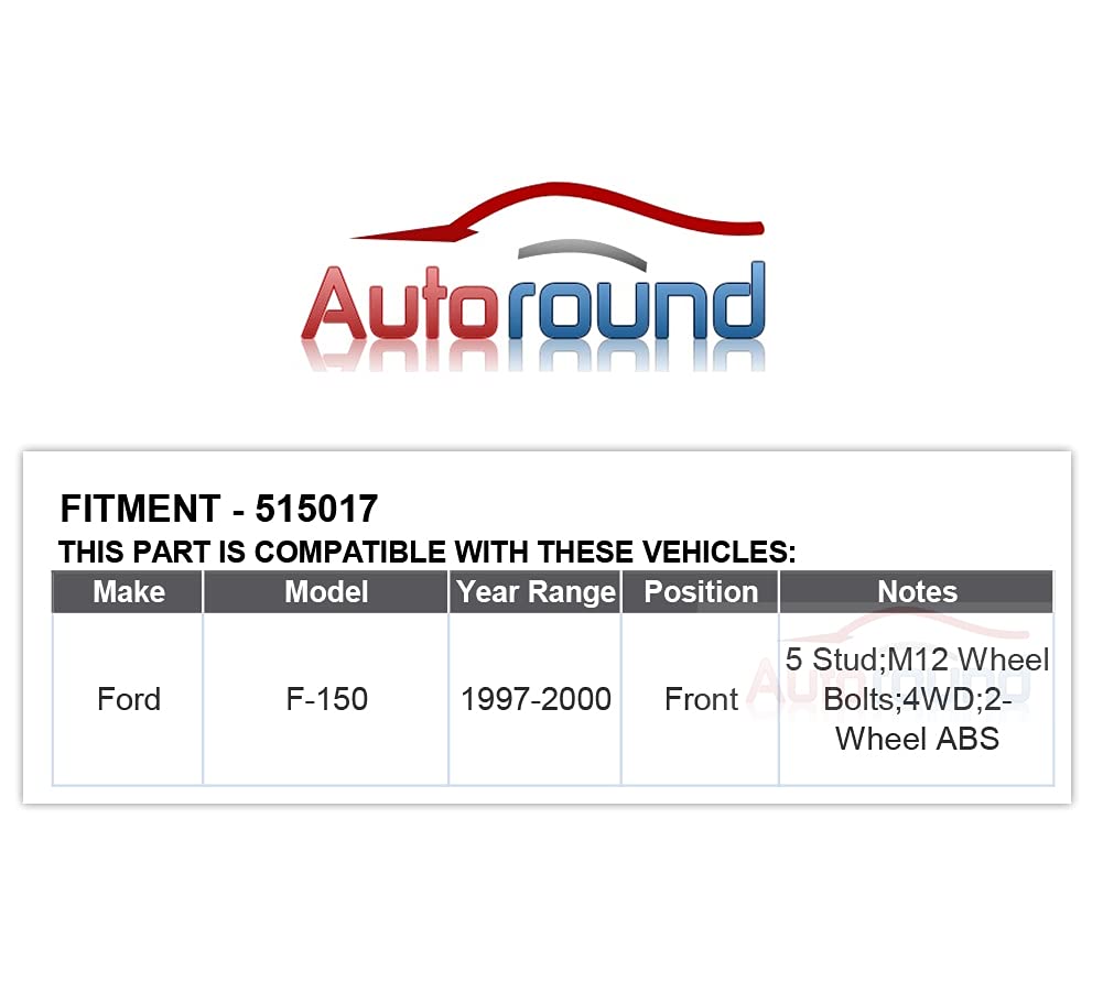 Autoround 515017 Front Wheel Hub and Bearing Assembly Replacement for 97-00 Ford F-150 with 4x4 4WD 5-Lug 2-Wheel ABS