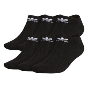 adidas originals trefoil no show socks (6-pair), black, large