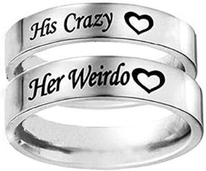 blowin his crazy heart ring stainless steel engagement wedding band for women (her size 9)