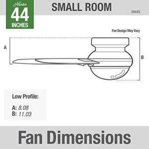 Hunter Fan Company, 59445, 44 inch Dempsey Noble Bronze Low Profile Ceiling Fan with LED Light Kit and Handheld Remote