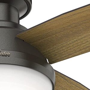 Hunter Fan Company, 59445, 44 inch Dempsey Noble Bronze Low Profile Ceiling Fan with LED Light Kit and Handheld Remote