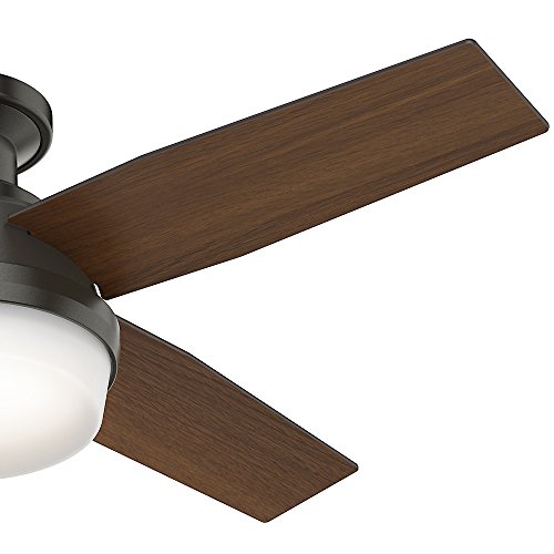 Hunter Fan Company, 59445, 44 inch Dempsey Noble Bronze Low Profile Ceiling Fan with LED Light Kit and Handheld Remote