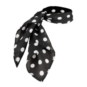 hip hop 50's shop 1950s small 20" chiffon scarf, vintage ascot, retro hair tie for child and toddler (black polka dot)