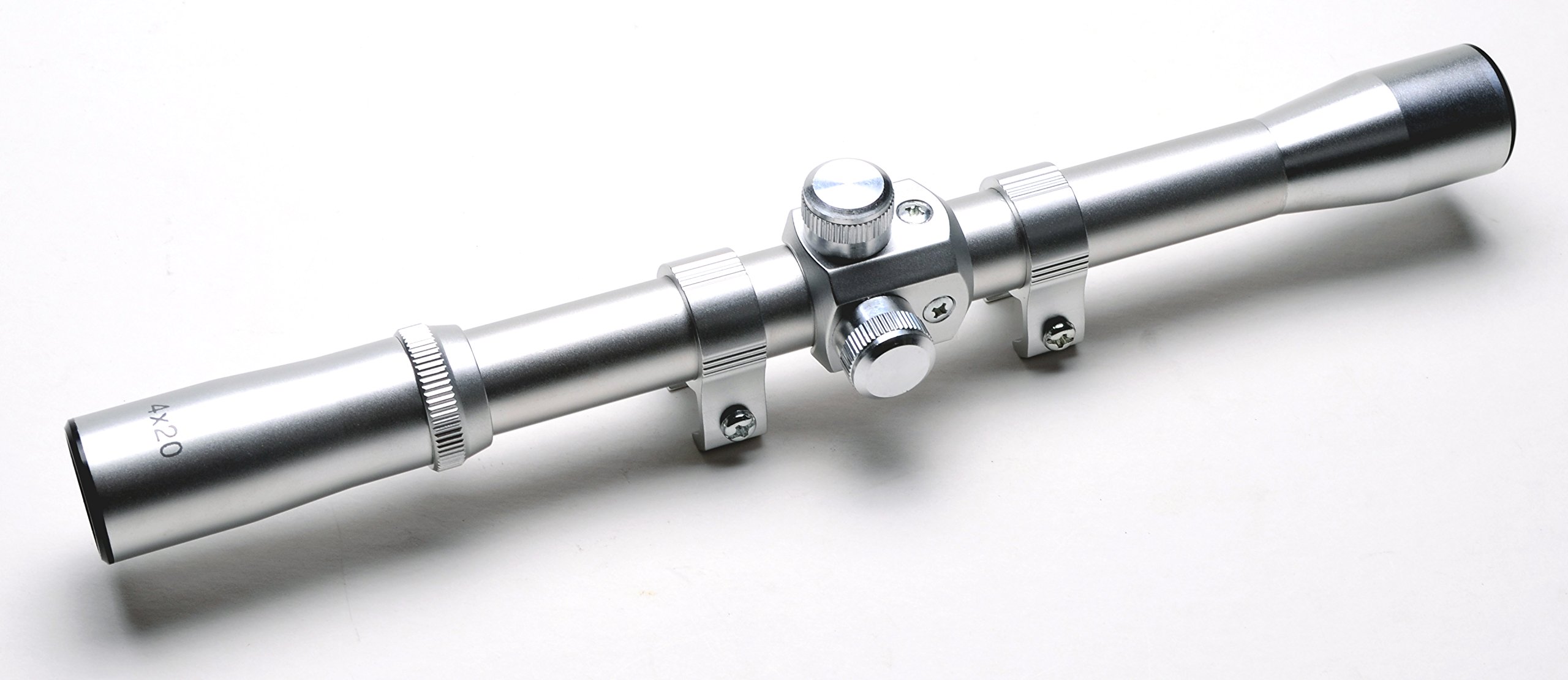 Hammers Rimfire 22 Rifle Scope 4X20 with Dovetail Ring Brushed Silver Chrome Finish