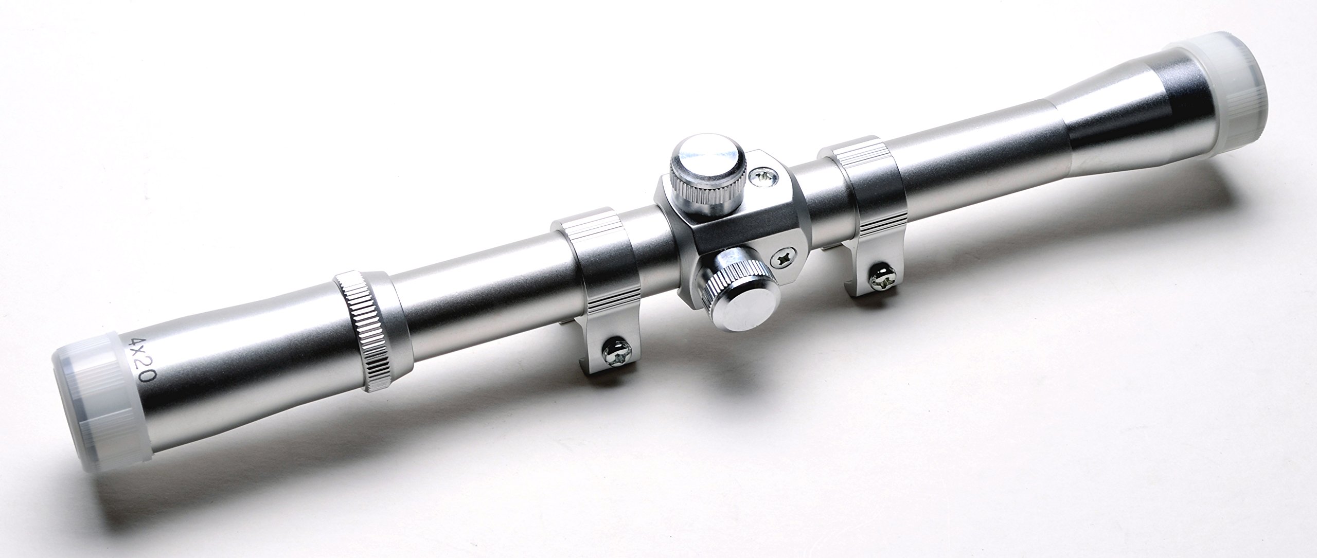 Hammers Rimfire 22 Rifle Scope 4X20 with Dovetail Ring Brushed Silver Chrome Finish