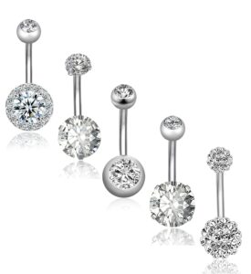 revolia 14g stainless steel belly button rings for women navel rings cz body piercing