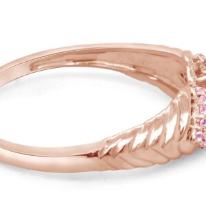 AFFY Simulated Pink Tourmaline Princess Engagement Ring in 14k Rose Gold Over Sterling Silver, Ring Size-9