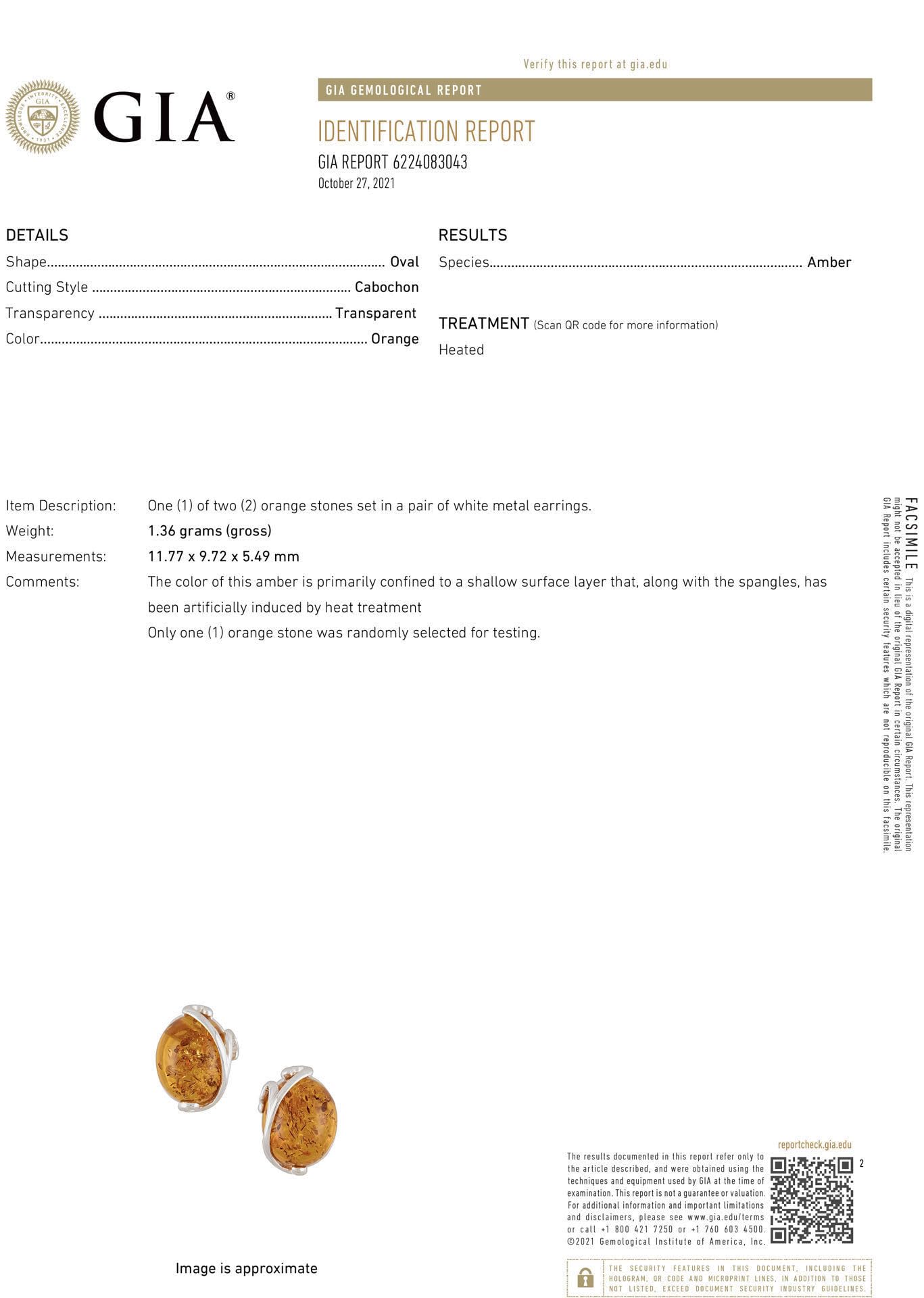 Sterling Silver and Baltic Honey Amber Stud EarringsMonique