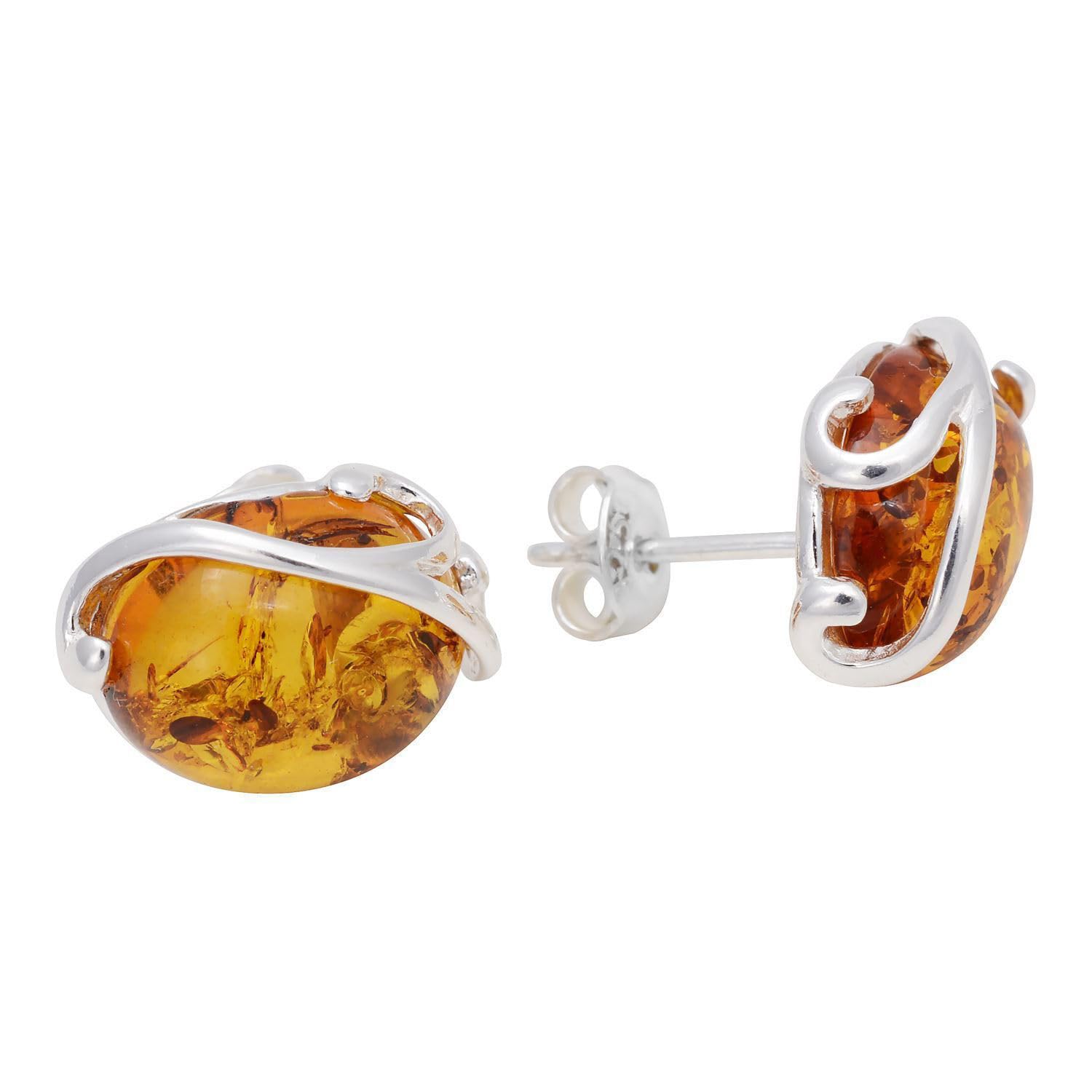 Sterling Silver and Baltic Honey Amber Stud EarringsMonique