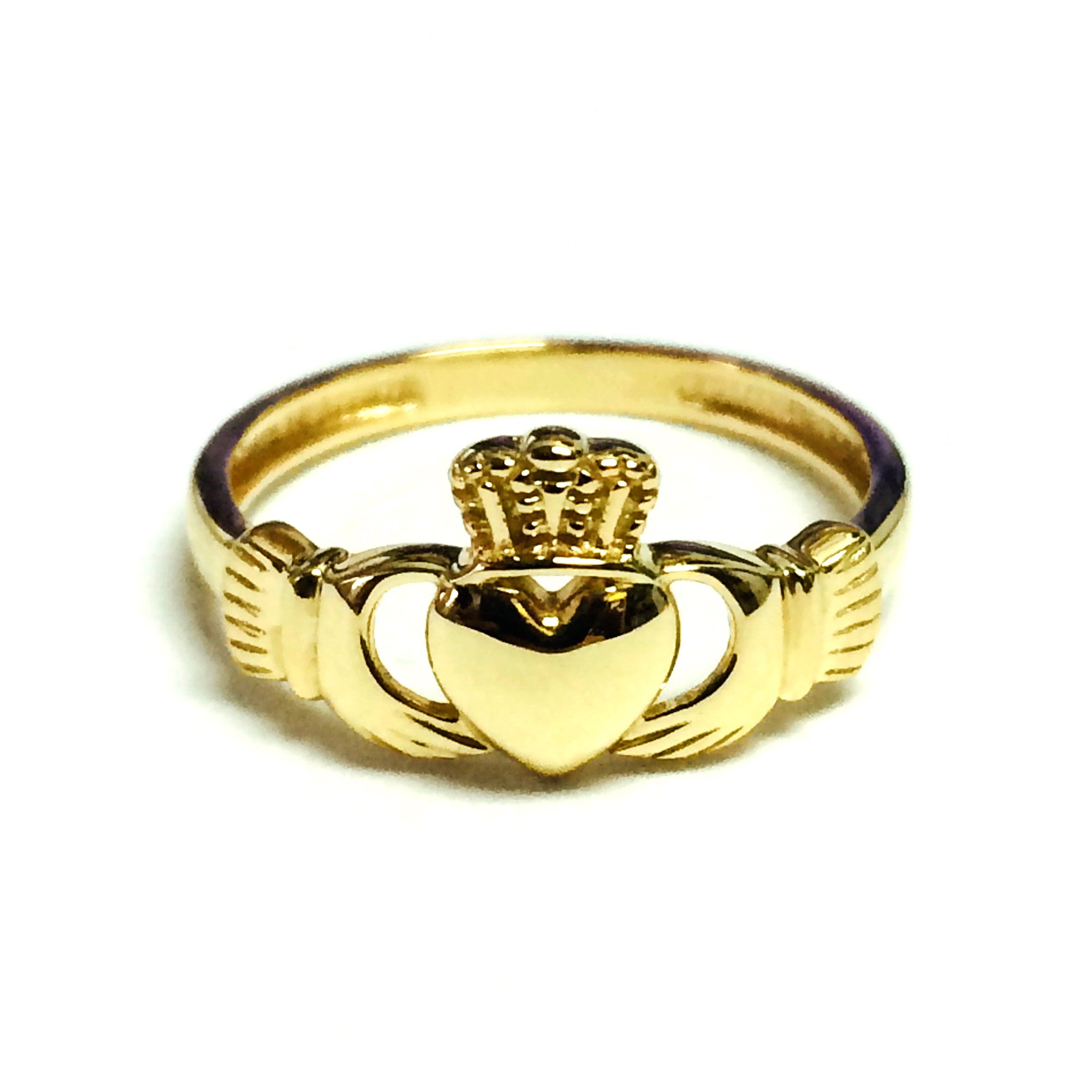 14k Yellow Gold Claddagh Ring, Size 6