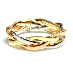 jewelry affairs 14k tri-color gold intertwined braided ring, 5mm, size 7