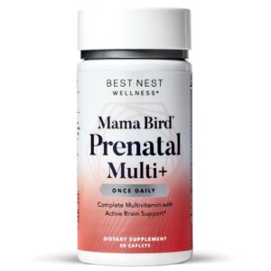 best nest wellness mama bird prenatal vitamin: vegan prenatal vitamins for women w/methylfolate (folic acid) w/organic herbal blend, prenatal vitamins for women b12, choline, once daily, 30 count