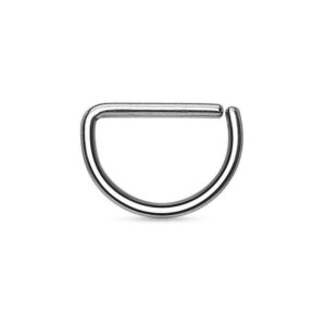 amelia fashion 18 gauge d shape septum ring 316l surgical steel (sold individually) (18 gauge 5/16" (8mm) length)